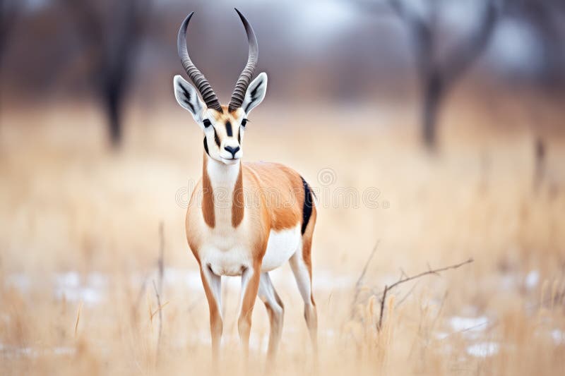Springbok with Distinctive Markings Standing Out Stock Illustration ...