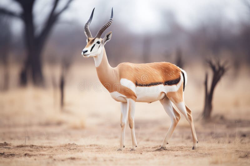 Springbok with Distinctive Markings Standing Out Stock Illustration ...