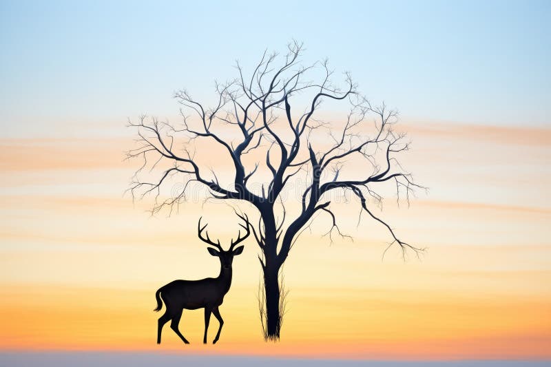Springbok Silhouette with Acacia Tree at Dusk Stock Photo - Image of ...