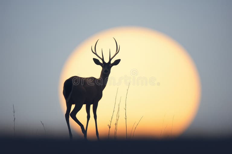 Springbok Silhouette Against Full Moon Stock Photo - Image of full ...