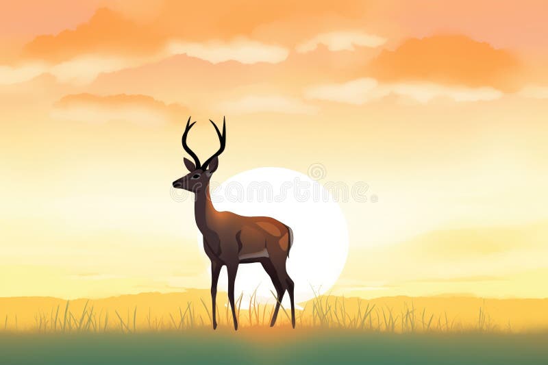 Springbok Silhouette Against Sunset in Grassland Stock Image - Image of ...