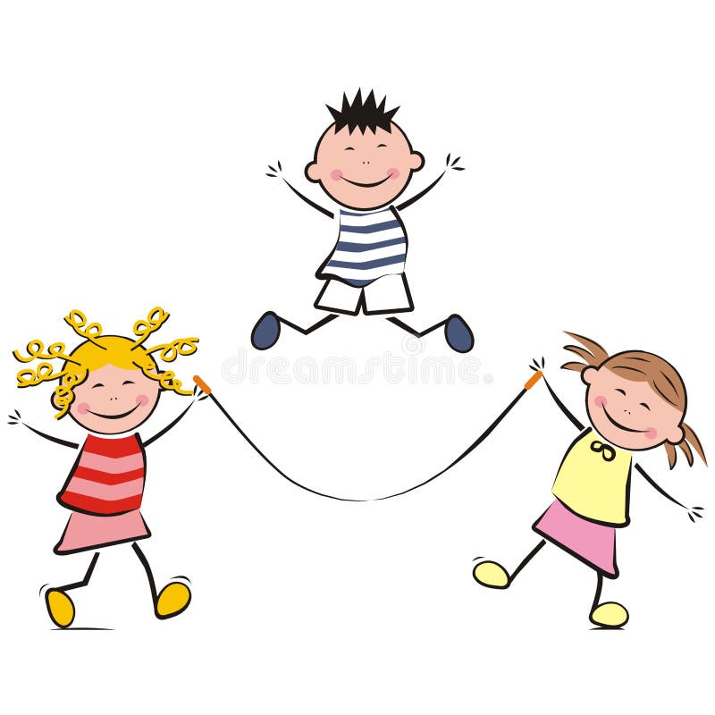 Springen der Kinder vektor abbildung. Illustration von unterschied ...