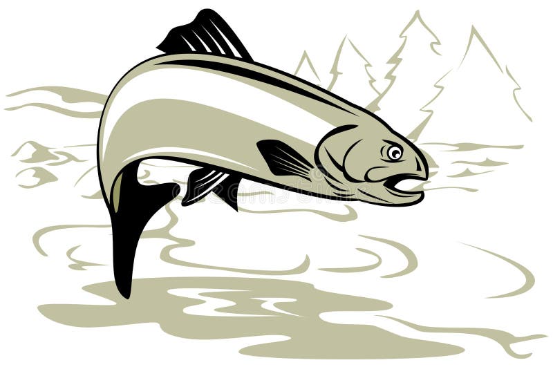 Springende Bruine Forel vector illustratie. Illustration of wild - 5328203