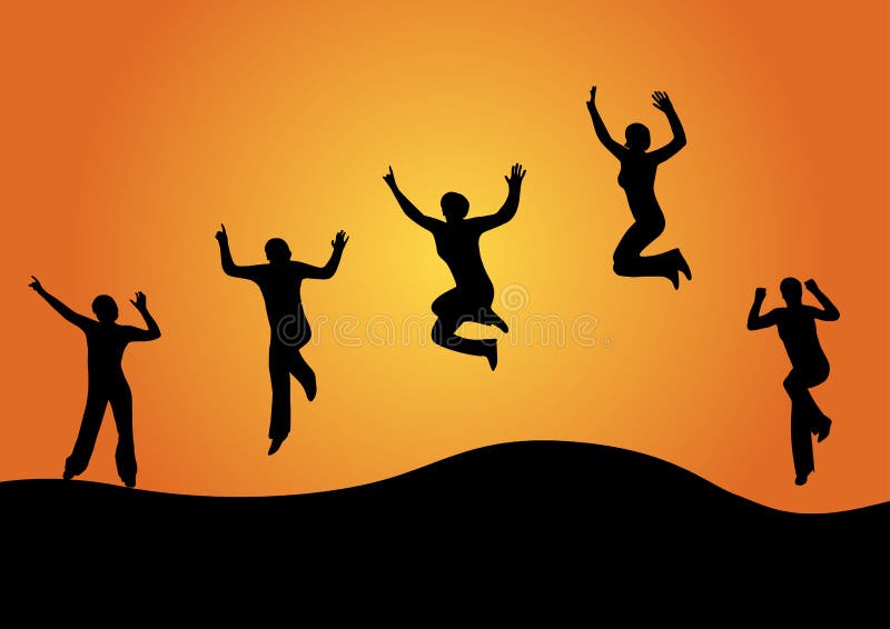 Schattenbilder Der Springenden Leute Stock Abbildung - Illustration von ...