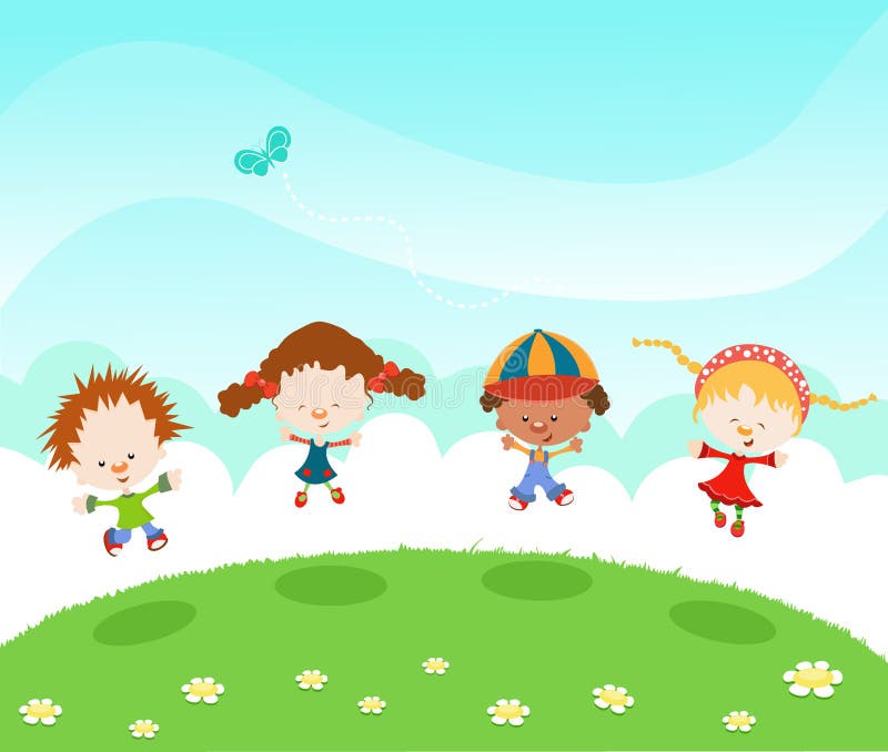 Springende Kinder vektor abbildung. Illustration von junge - 20763812