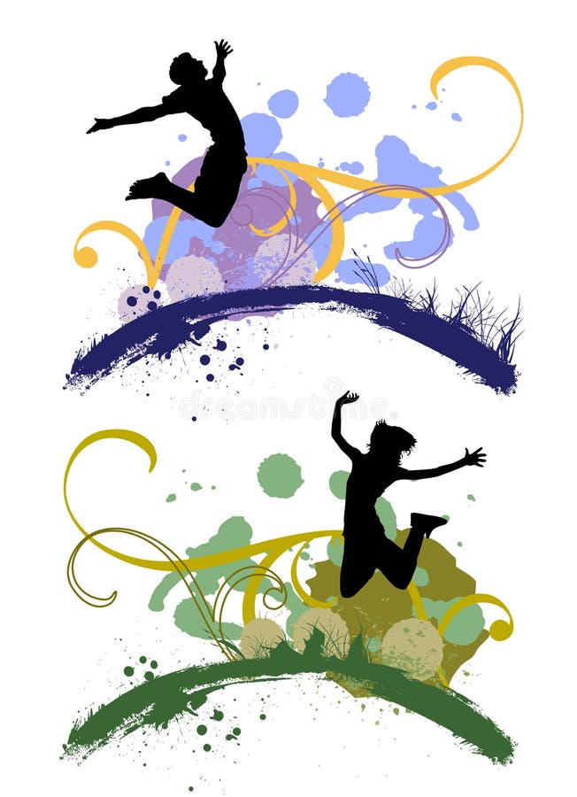 Springende Leute vektor abbildung. Illustration von stadt - 15911107