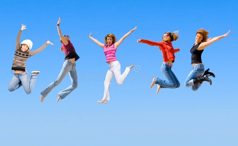Springende mensen stock afbeelding. Image of zaken, koel - 6247717
