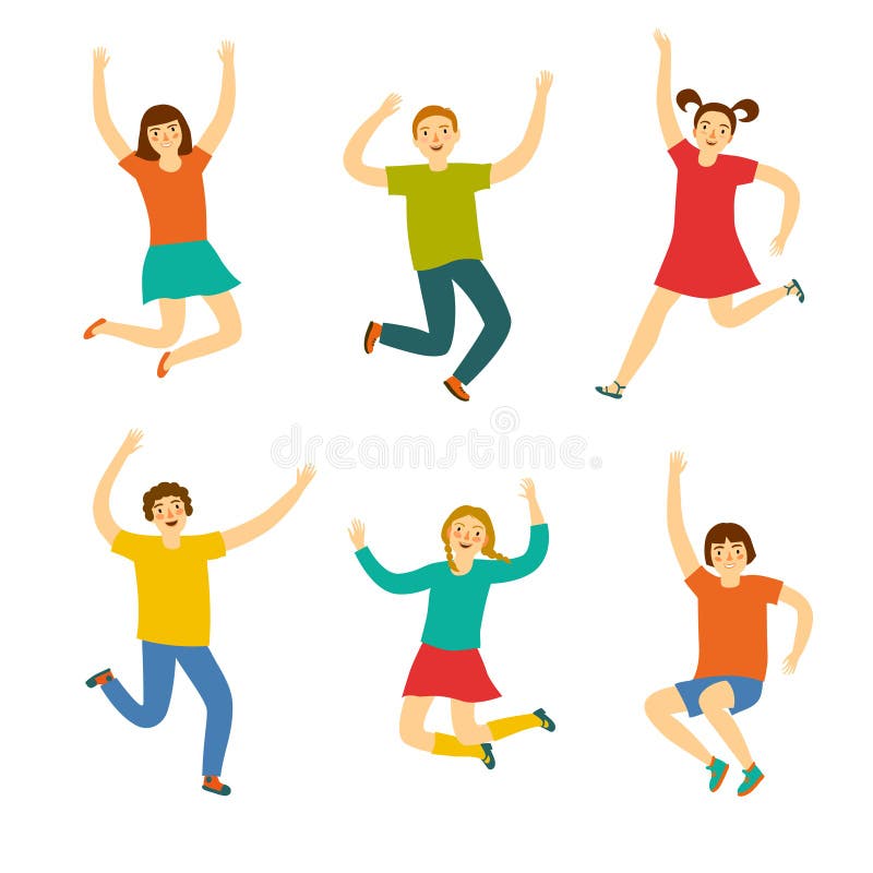 Springende Kinder Stock Illustrationen, Vektors, & Klipart – (428 Stock ...
