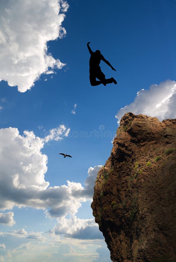 Mann Springt Mit Kraft Zum Erfolg, Abstrakt Stock Abbildung ...