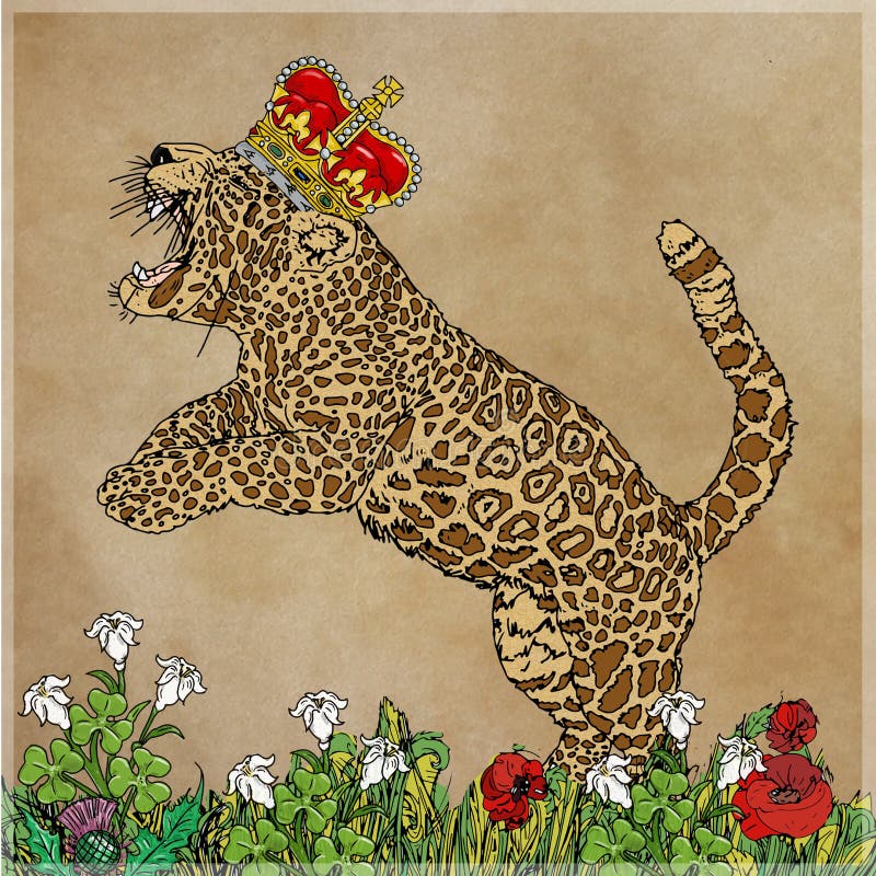 Springender Panther Und Krone Stock Abbildung - Illustration von blau ...