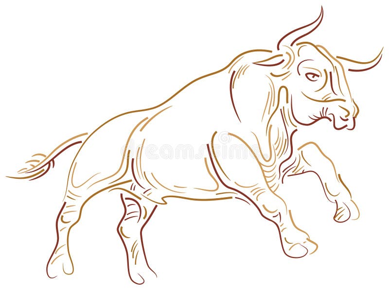Springende Stier-Linie Kunst Vektor Abbildung - Illustration von ...