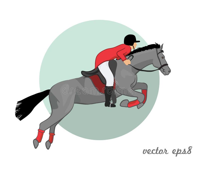 Springendes Pferd Und Reiter Vektor Abbildung - Illustration von plakat ...