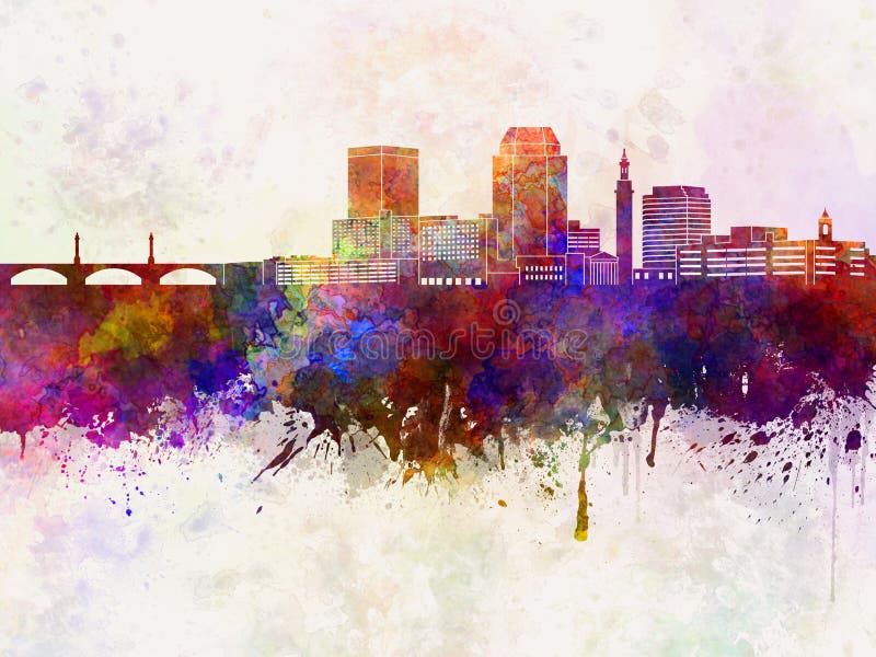 Springfield MA Skyline in Watercolor Stock Illustration - Illustration ...