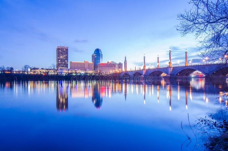 Springfield, Massachusetts, USA Stock Photo - Image of night, office ...