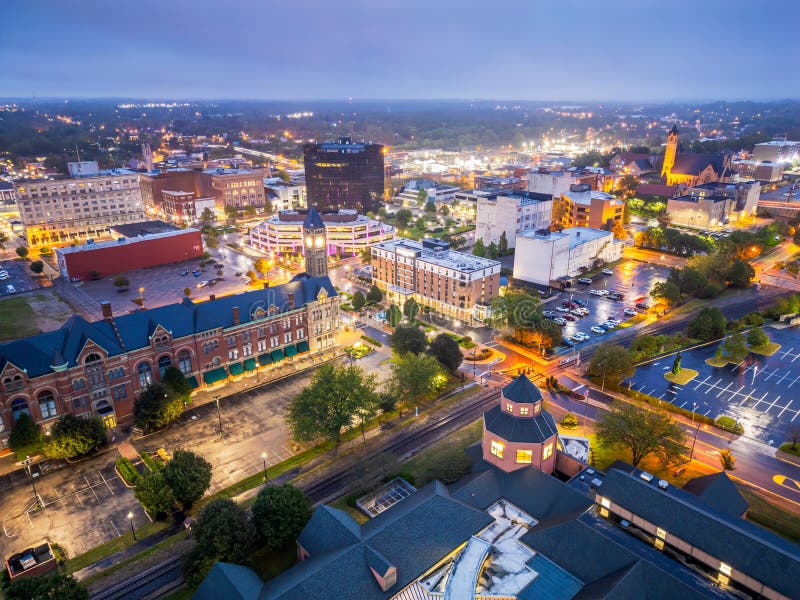 Springfield, Ohio, USA Town at Blue Hour Stock Image - Image of lights ...