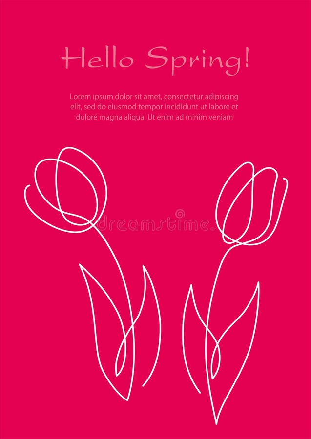 Springtime Background Illustration with Simple, Artistic Tulip Line ...