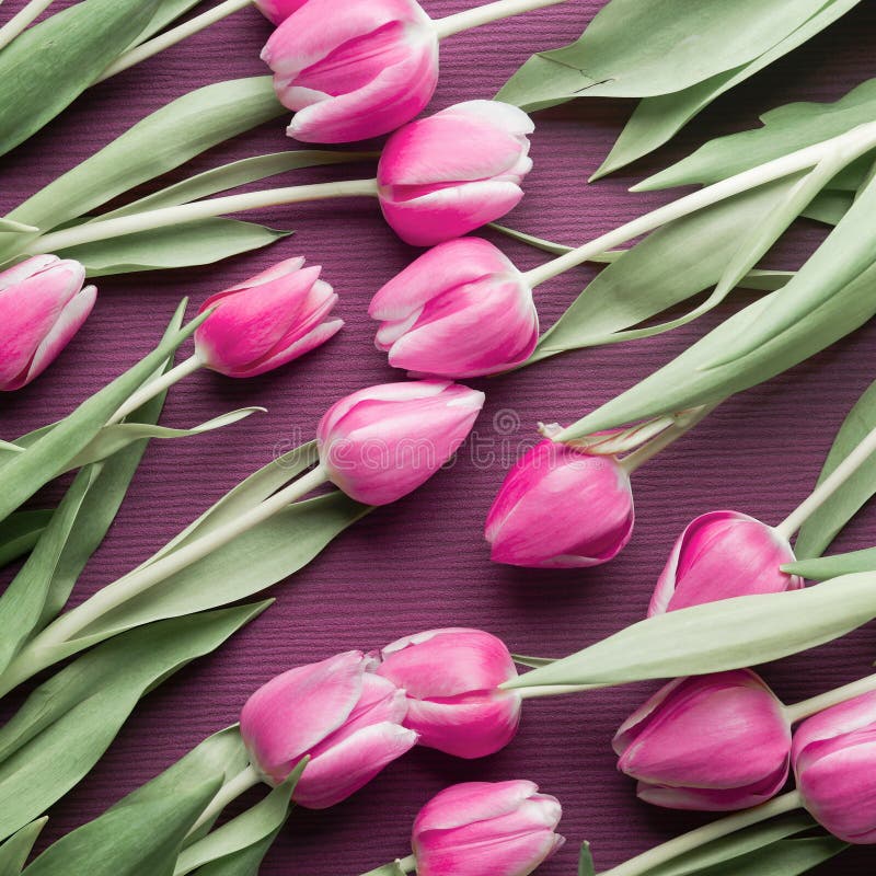 Springtime Background with Pink Tulips Pattern Stock Image - Image of ...