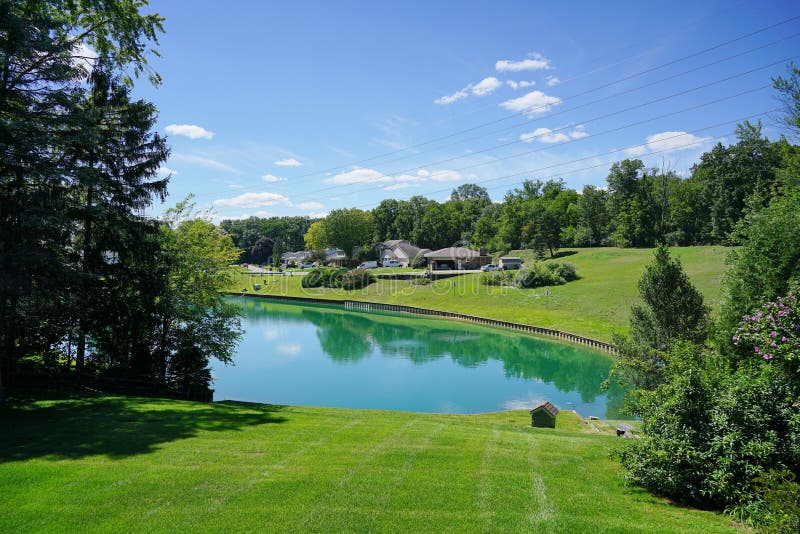 Springtime at Belle Lake Subdivision Stock Photo - Image of branch ...