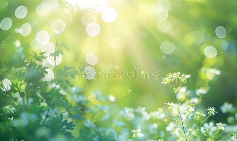 Springtime Bokeh Background with Sun Rays Stock Illustration ...