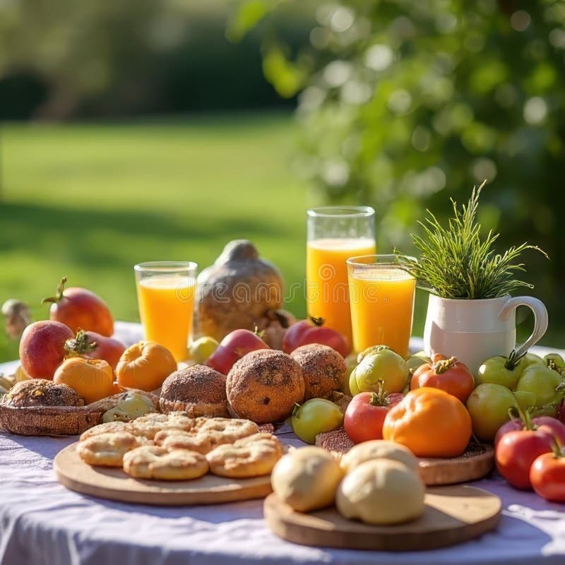 Springtime Brunch Feast stock illustration. Illustration of baked ...