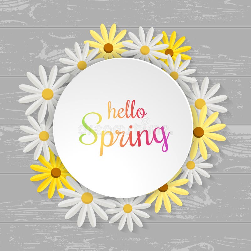 Floral Greeting Card with Flowers. Hello Spring Stock Vector ...