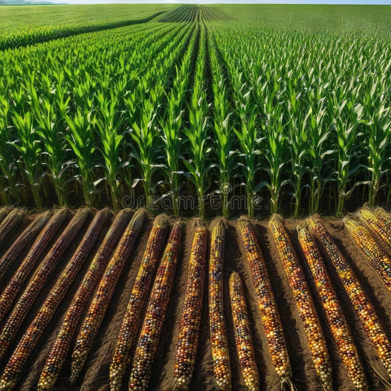 Springtime Corn Field with Agricultural Landscape with Soil Based Corn ...