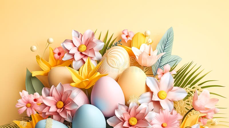 Springtime Delight, Basket Filled with Easter Eggs Stock Photo - Image ...