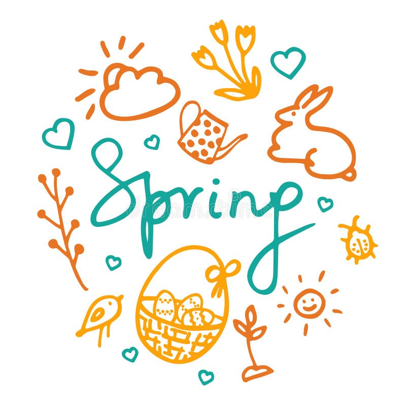 Springtime doodles stock illustration. Illustration of daisy - 12536957