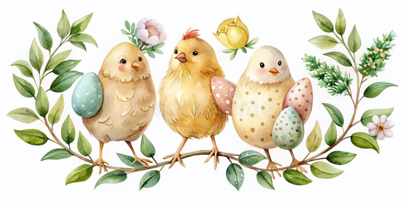 Springtime Easter Clipart Set Charming HandDrawn Chickens Eggs and ...