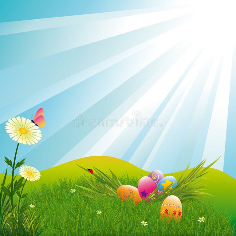 Springtime Easter Wallpaper Stock Vector - Illustration of blue ...
