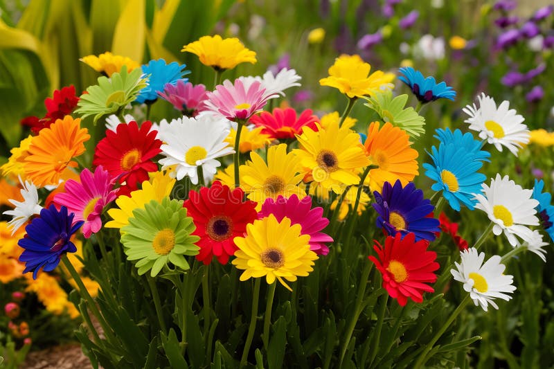 Springtime Freshness Multi Colored Daisy Evokes Seasonal Vibrancy Stock ...