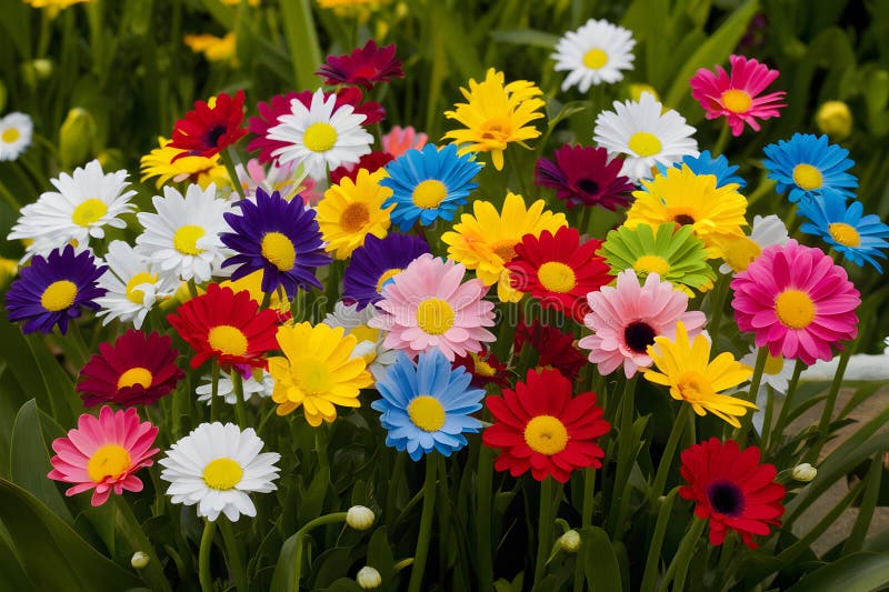 Springtime Freshness Multi Colored Daisy Evokes Seasonal Vibrancy Stock ...