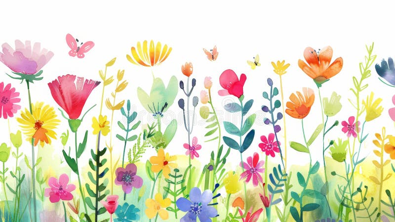 Springtime Fun for Kids Generative AI Stock Illustration - Illustration ...