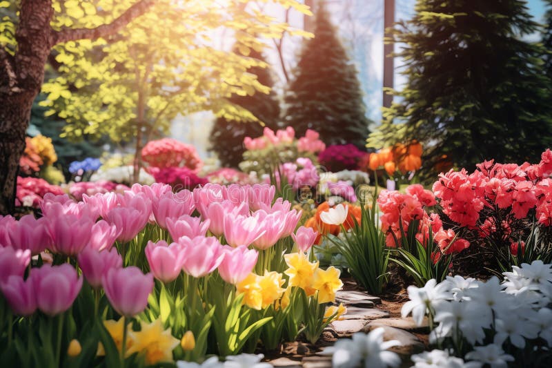 Springtime Garden Easter Holiday Theme Stock Photo - Image of ...