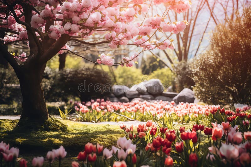 Springtime Garden Easter Holiday Theme Stock Photo - Image of figurine ...