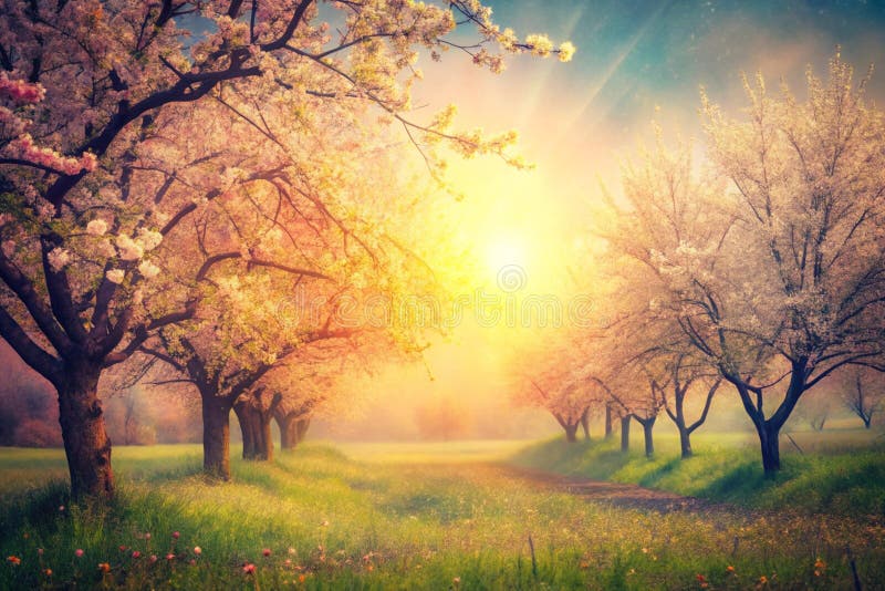 Springtime Gradient Evoking a Warm, Peaceful Mood. Textured for a ...