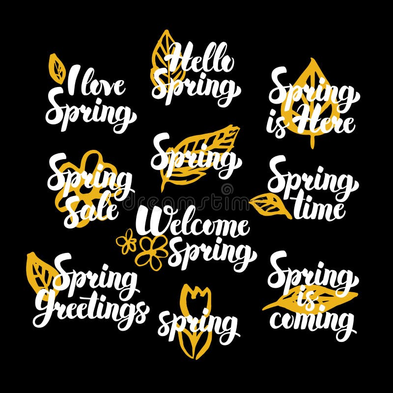 Springtime Hand Drawn Quotes Stock Vector - Illustration of letter ...