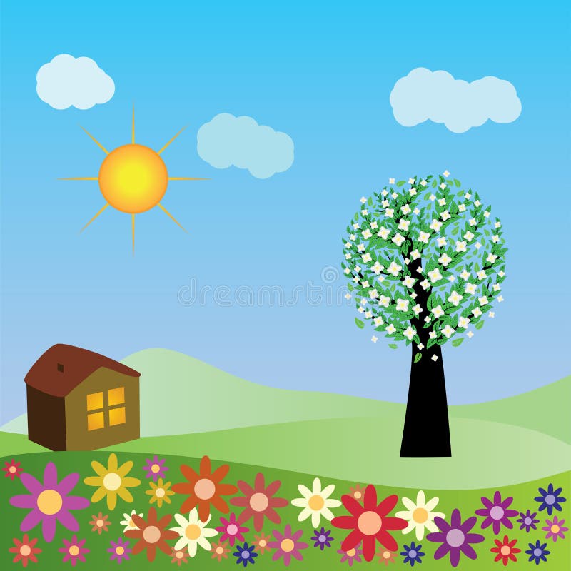 Springtime house stock illustration. Illustration of happy - 29685115