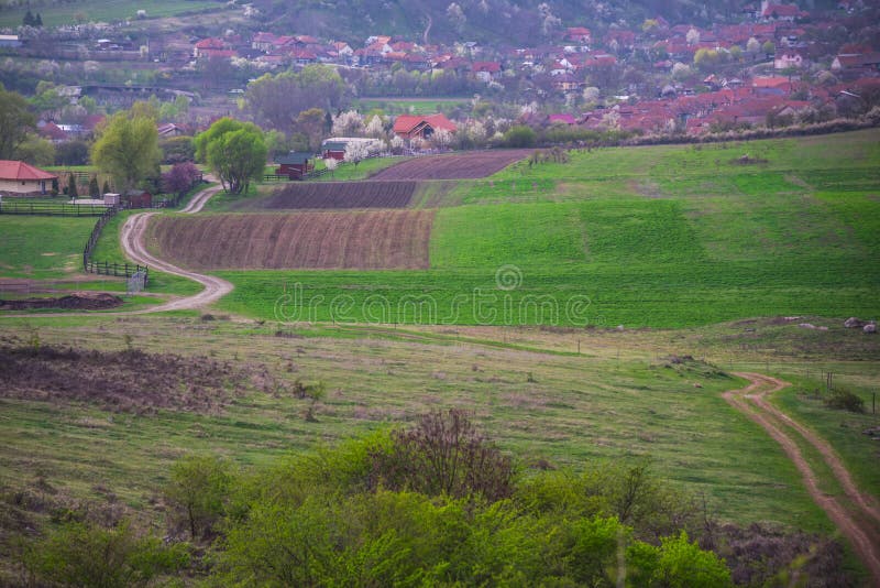 Springtime Landscape in Sunny Day ,view from the Hill Stock Image ...