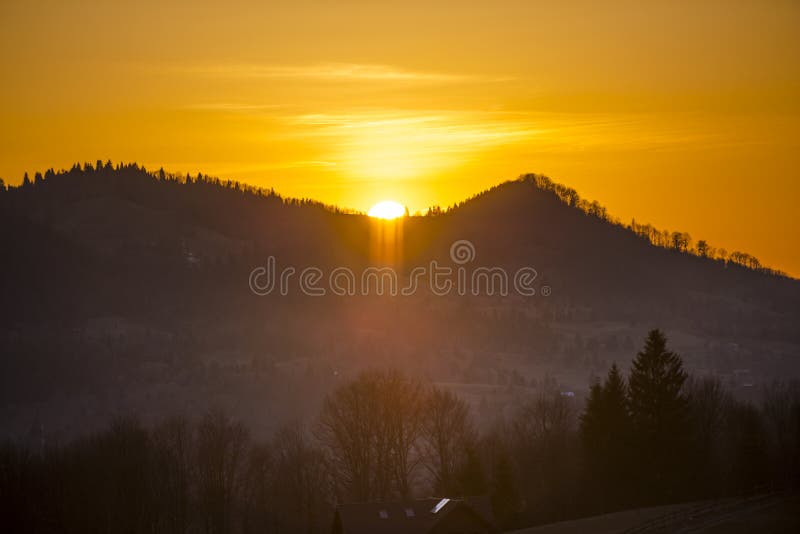 Landscape in the Spring Day at the Sunset in Colibita Stock Photo ...