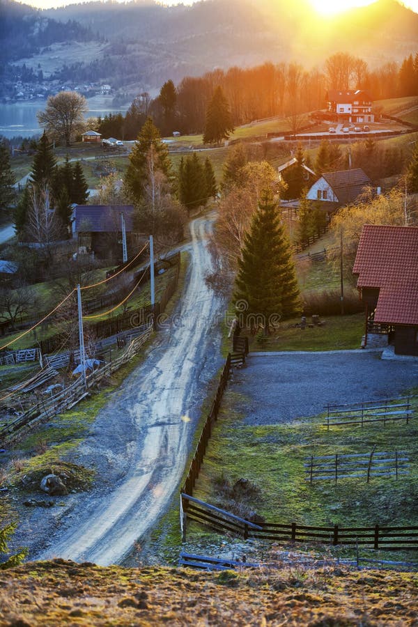 Landscape in the Spring Day at the Sunset in Colibita Stock Image ...
