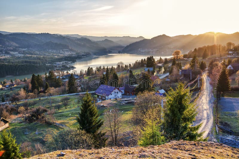 Landscape in the Spring Day at the Sunset in Colibita Stock Photo ...