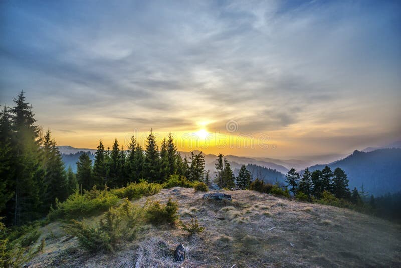 Landscape in the Spring Day at the Sunset in Colibita Stock Image ...