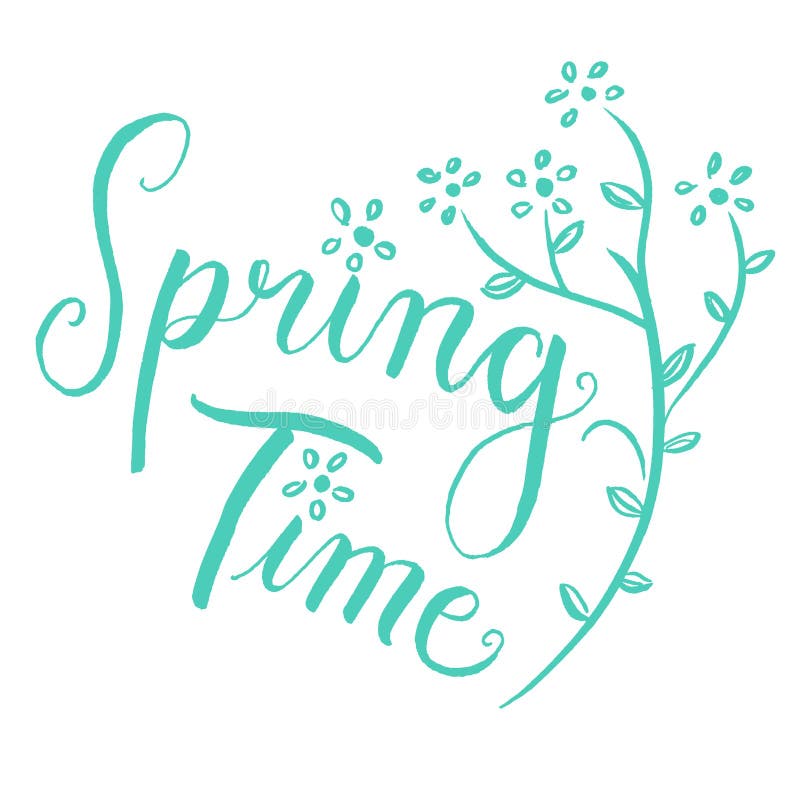 Springtime Lettering Handwritten Stock Illustration - Illustration of ...