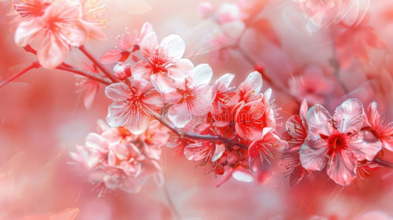 Springtime Magic: Cherry Blossom Branch Macro Stock Illustration ...