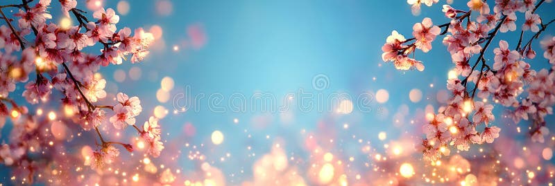 Springtime Magic Cherry Blossom Branches in Full Bloom Against Azure ...