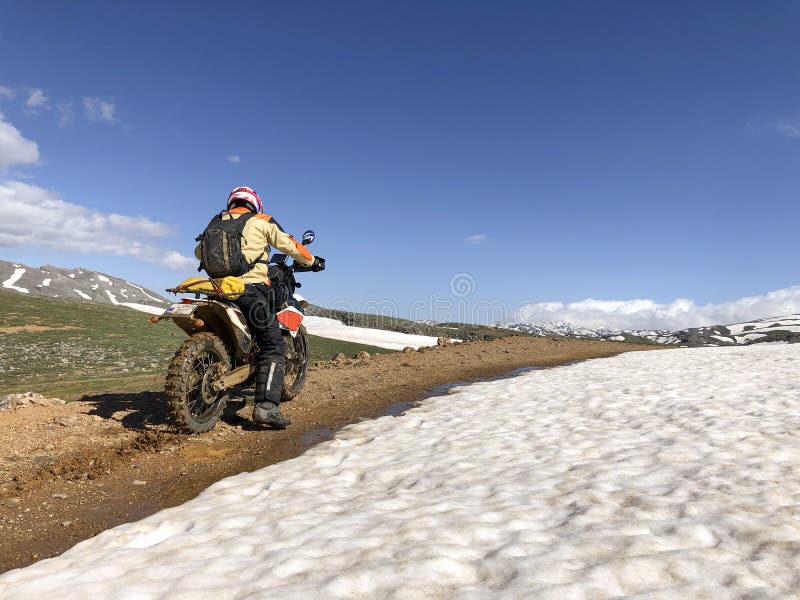 Springtime Motorcycle Ride in Mysterious Mountains Stock Photo - Image ...