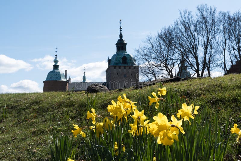 Springtime by the Old Castle Stock Photo - Image of flowers, landmark ...