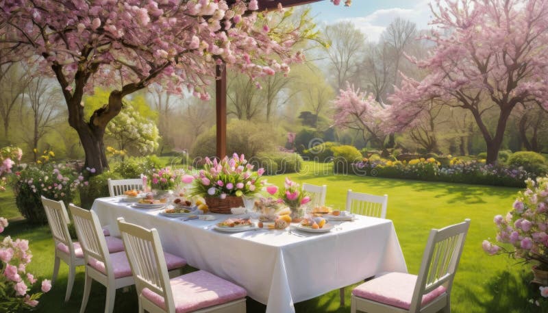Springtime Outdoor Brunch Setting Stock Image - Image of alfresco ...