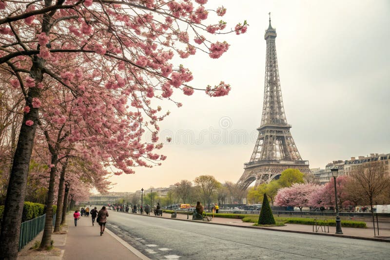 Springtime in Paris. Eiffel Tower (toned Image Stock Illustration ...